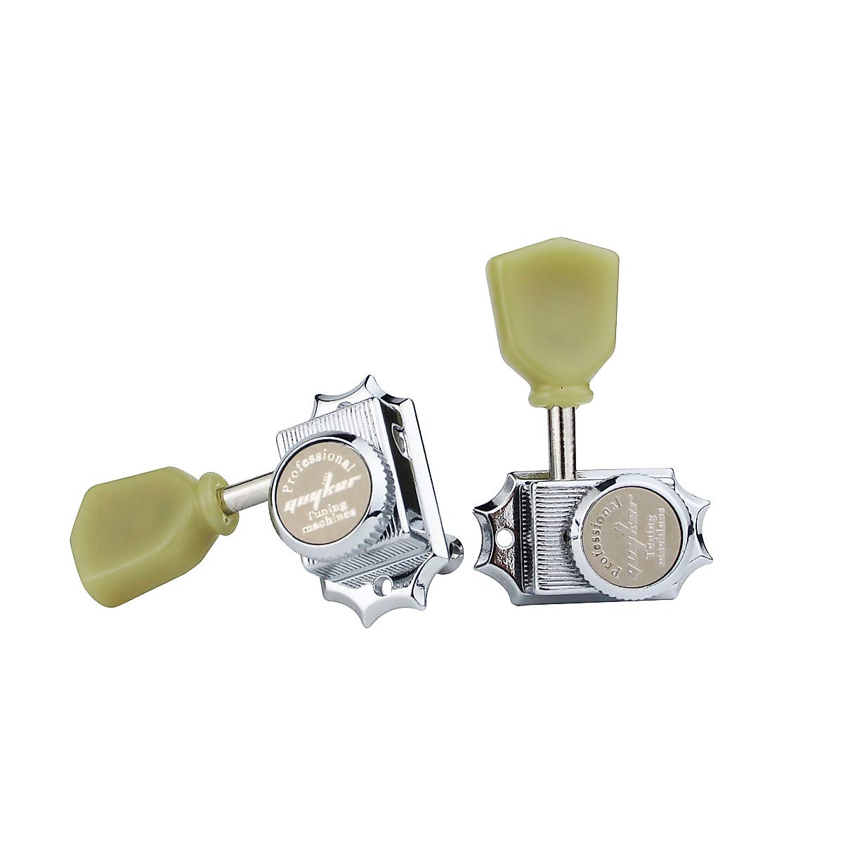 Guyker 6Pcs Guitar Locking String Tuning Pegs (3R + 3L) – 1:15 Vintage Deluxe Style Tuners Key Machine Heads Set with Keystone Knob Replacement for Les Paul Style Electric or Acoustic Guitar - Chrome