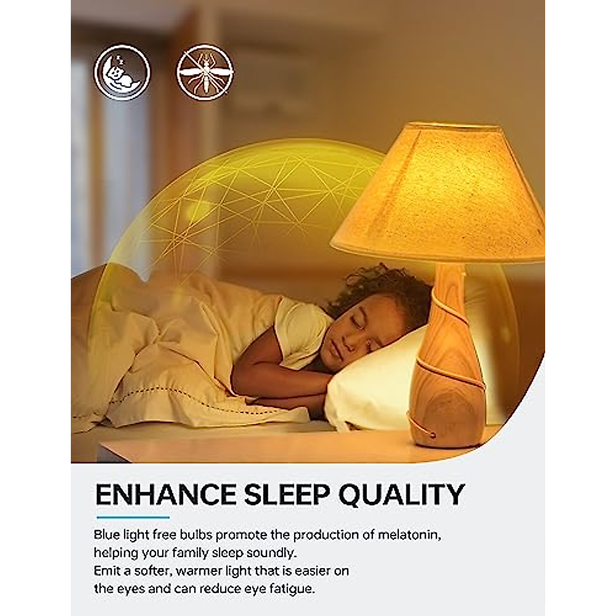 KINDEEP Yellow LED Bug Light Bulbs Outdoor 23W, A21 Amber Light Bulb 150W-200W Equivalent, 2000K Outdoor Light Bulbs for Porch, Patio, Deck, Backyard, E26 Base, Non-Dim, 2 Pack