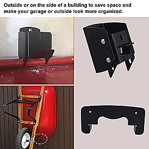 Wheelbarrow Hanger Holder - Wall Mounted Bracket, Garage Organizer Holder Storage Bracket for Most Wheelbarrows, with mounting Hardware Holds Most cart Weights - Effective Space Saving