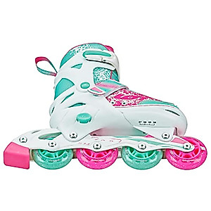 Roller Derby ION 7.2 Girl's Adjustable Inline Skates White/Mint/Pink Size Small (11-1)