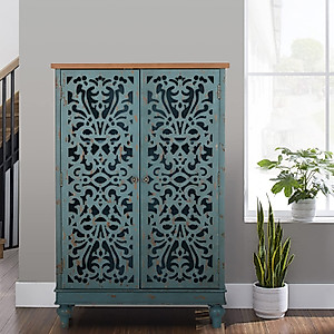 Sophia & William Tall Storage Cabinet 47.4", Decorative Cabinet with Storage, 2-Door Accent Cabinet, for Living Room, Dining Room, Blue
