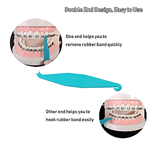 Aligner Remover Tool and Dental Elastic Rubber Bands Placers for Braces, HRASY Oral Care Accessories, 12 Pieces, Blue&White