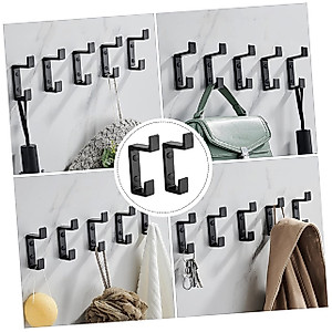 DOITOOL 6 pcs Household for Robe Shelves Heavy Hanger Hook Home Clo Coats Towel Hat Double Modern Key Stylish Bedroom Useful Durable Black Mounted Bathroom Entryway Rack Storage Coat