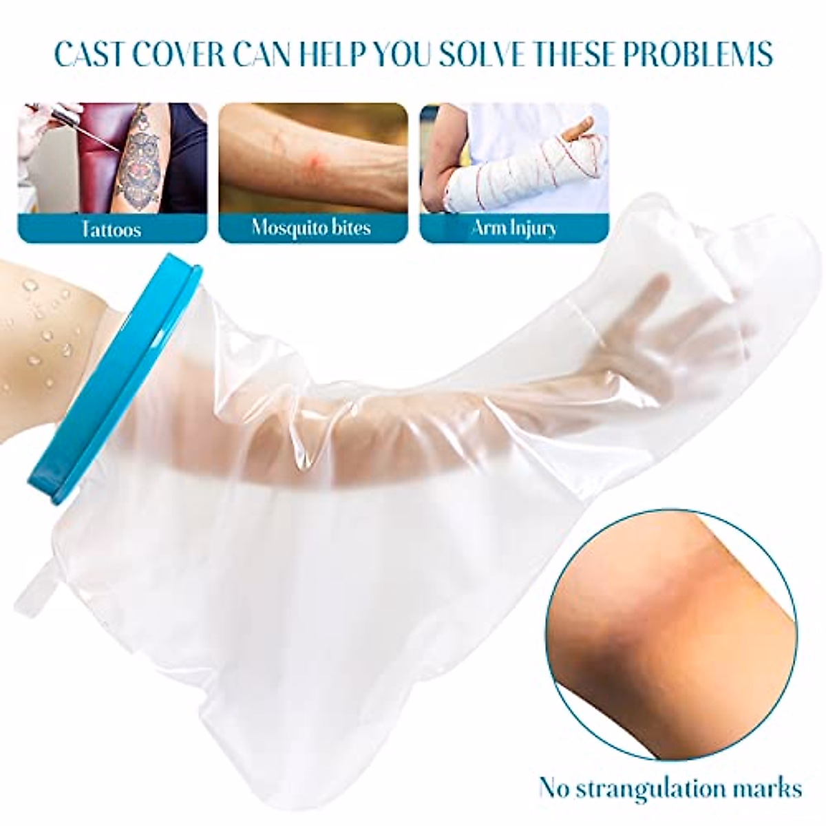 Arm cast Covers for Shower Adult,100% Waterproof can be reused,cast Covers for Shower arm,Keep The Wound Dry,Comfortable and not Tight,Shower Cover for arm cast Adult,with a Hook for Easy Drying.