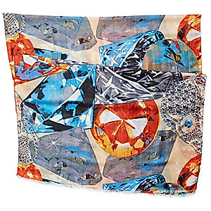 La Fiorentina Women's Gem and Skull Fringe Scarf, Orange/Multi, One Size