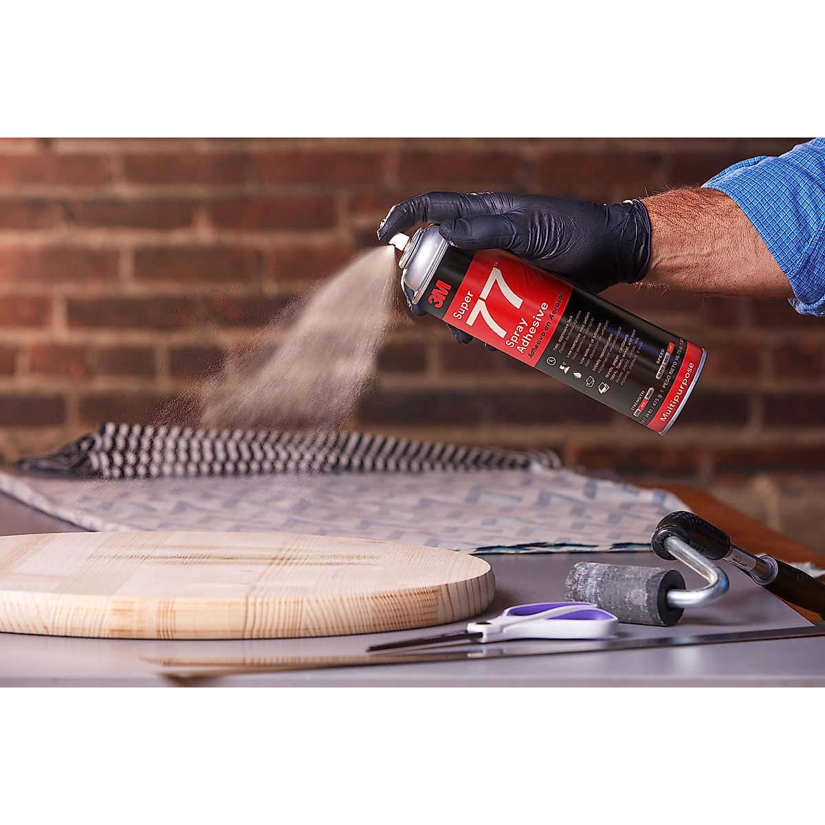 3M Super 77 Multipurpose Permanent Spray Adhesive Glue, Paper, Cardboard, Fabric, Plastic, Metal, Wood, Net Wt 16.75 oz, Clear, (77-24)