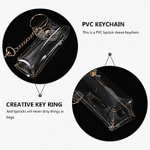 CALLARON Lipstick Holder Keychain for Women Clear Lip Holder Keychain 3.4x1.3inch Shoulder Bag Pendant Lipstick Cover Keyring Transparent Lipstick Sleeve Purse Keychain