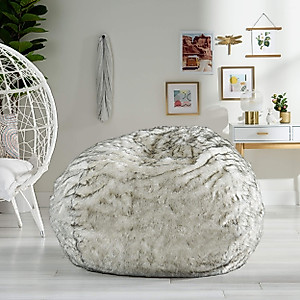 Christopher Knight Home Schley 5 Foot Bean Bag - Short Faux Fur - White/Gray