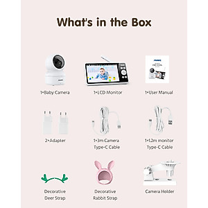 ANNKE Video Baby Monitor, Baby Monitor with 1080P Camera, 5" HD Screen with 4000mAh Battery, Night Vision, Two-Way Talk, Remote Pan Tilt Zoom, Temperature Detection, Lullaby, 1000ft Long Range -Tivona