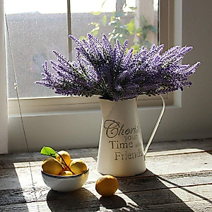 Veryhome 8 Bundles Artificial Flowers Outdoor Lavender Bouquet Fake Lavender Plant for Wedding Home Garden Decor