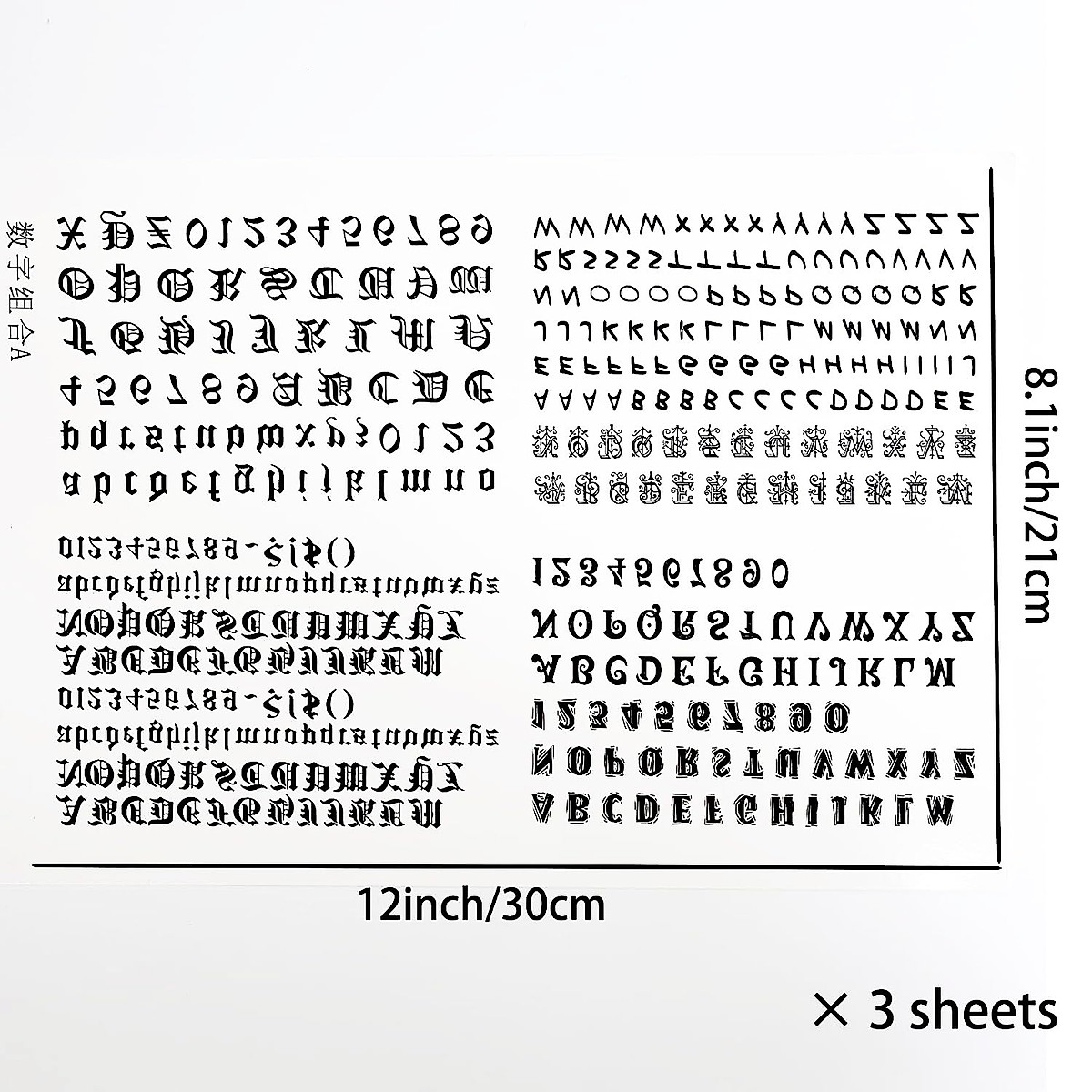 30 Sheet Alphabet Temporary Tattoo Stickers Finger Tattoos Black English Letters DIY Name Tattoo Cross Crown Tattoos Wrist Finger Body Art Fake Tattoo Kit for Adults Women Men and Kids