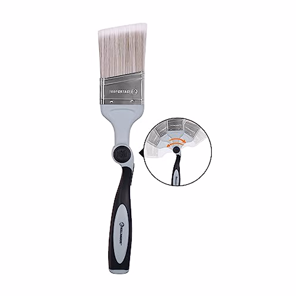 ROLLINGDOG 2.5Inch Paint Edger Brush - Extension Pole Angled Paint Brush for High Walls Ceiling,Stairwell Wall,Triming and Cutting in Painting