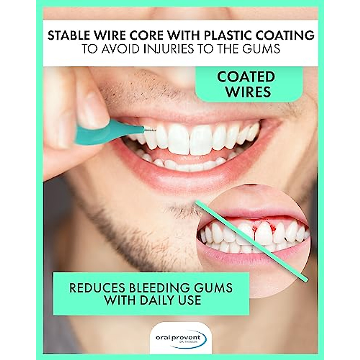 Oral Prevent 24 Pieces interdental Brushes - Tooth Cleaning for The interdental Spaces - Proxy Brushes - Tartar/Caries Prevention (0.45 mm, White)