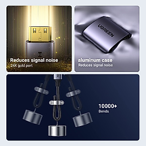 UGREEN Mini HDMI to HDMI Adapter Aluminum Shell Braided 4K 60Hz HDR 3D Compatible with Raspberry Pi Zero 2 W/W Portable Monitor DSLR Camera Camcorder Graphics Card Laptop Projector Tablet, Grey