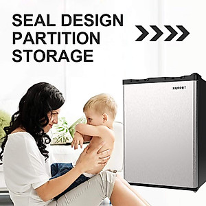 KUPPET Upright Freezer, Compact Reversible Single Door Table Top Mini Freezers for Ice Cream/Breast Milk/Sea Food, Adjustable Removable Shelves, 2.1CU.FT (Black)