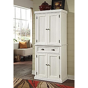 homestyles Buffets Off-White Server with Hutch and Natural Wood Top & Homestyles Nantucket Pantry, 30", Off White
