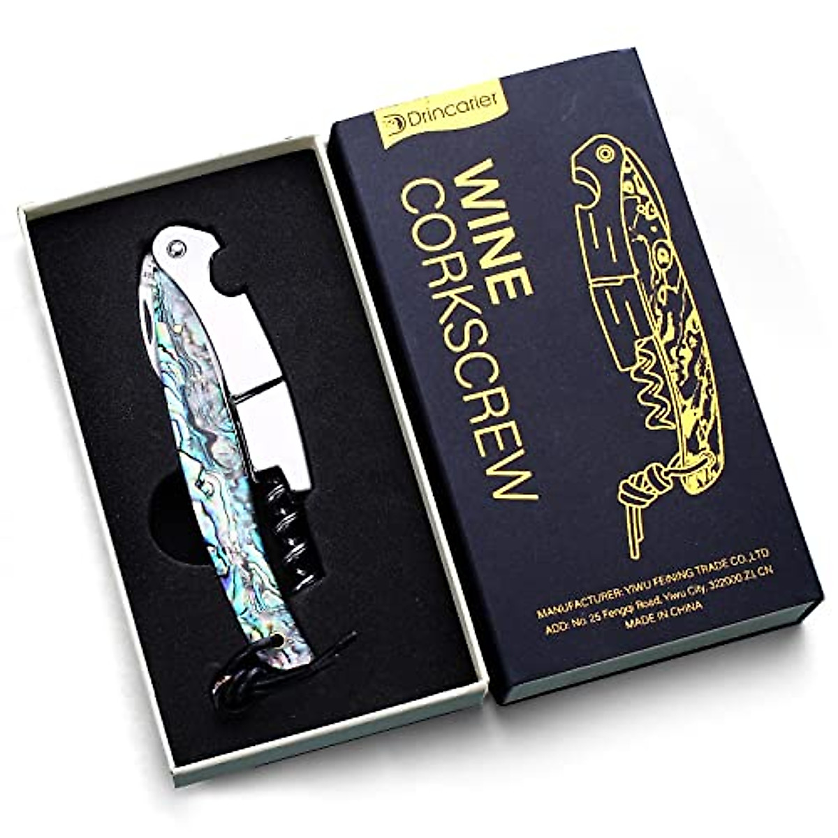Drincarier Shell Handle Waiter Corkscrews-Wine Openers,Corkscrew Bottle Openers,3-in-1 Wine Key Tool With Foil Cutter & Dual Hinge Fulcrum - Waiters Corkscrew…