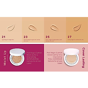 MISSHA Magic Cushion Foundation No.21 Light Beige for Bright Skin - Flawless Coverage, Dewy Finish, Easy Application for All Skin Types