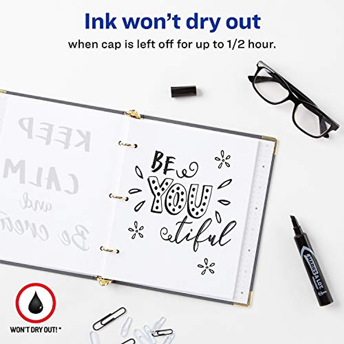 Avery Marks-a-lot Permanent Marker, Regular Desk-Style Size, Chisel Tip, Water and Wear Resistant, 1 Black Marker (17888)