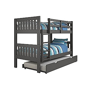 DONCO Twin/Twin Dark Grey Mission Bunk Bed with Twin Trundle