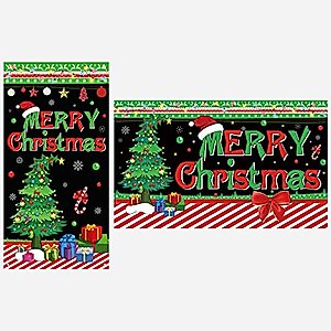 Christmas Door Banner Decorations and Merry Christmas Backdrop