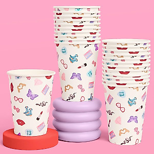 xo, Fetti Eras Party White Paper Cups | 24 Disposable 12 oz Cups | Concert Party Drinkware, Bachelorette Decorations, Birthday Tableware, Bridesmaid Supplies