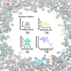 OLYCRAFT 48g 4 Styles Ocean Theme Nail Sequins Nail Art Glitter Sequin Dolphin Fish Resin Epoxy Fillters Art Craft Paint Glitters for DIY Crafting Nail Art Phone Case Manicure Decorations