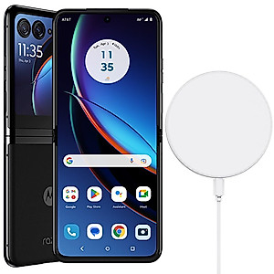 Motorola Moto Razr+ 5G 2023 (256GB, 8GB) 6.9" Foldable AMOLED, Snapdragon 8+ Gen 1, US 5G / Global 4G LTE (GSM Unlocked for T-Mobile, Metro, AT&T) XT2321-5 (w/Fast Wireless Charger, Black) (Renewed)