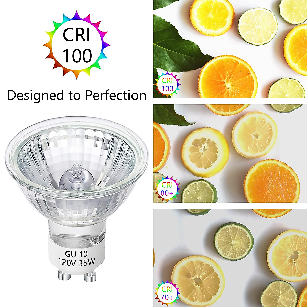 GU10 Halogen Bulb 35W Halogen Bulb 6 Packs, 120v Dimmable, 2700k Warm White Light, GU10+C MR16 Halogen Bulb, with Glass Cover, Long Service Life, Used for Track and Embedded Lighting, Range Hood