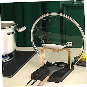 Zerodeko Spoon Stand for Kitchen Ladell Spoons lid and Spoon Rest Pan Cover Stand Pot lid Rack Stove Coffee Spoon Rest Pan Cover Rest Pot lid Storage Space Aluminum Chopstick Rest Household