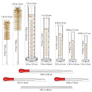 Glass Graduated Measuring Cylinders Set 5ml 10ml 25ml 100ml Thick Lab Cylinders 3 Droppers 2 1 Stirring Rod Cylinders Set
