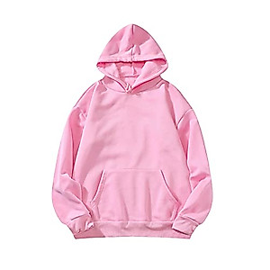 DIDK Women's Casual Pullover Long Sleeve Drawstring Hoodie Sweatshirt with Pockets Light Pink M