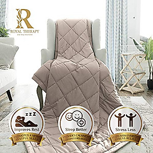Royal Therapy Weighted Blanket - Heavy 100% Cotton Blankets with Premium Glass Beads (48''x78'' 15lbs, Texas Leather), Suitable for One Person (~150lb) - Use on Twin/Queen Bed