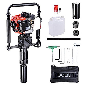 Yescom 900W 2 Stroke T Post Driver 32.7CC Gas Powered Portable Fence Pile Hammer Gasoline Motor Pile Driver with Piling Head Tools EPA Engine