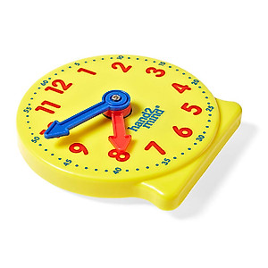 hand2mind Plastic Mini Geared Clock, Learning Clock Classroom Kit, Clock for Kids Learning to Tell Time, Yellow Practice Clock for Kids, Teaching Clock, School Supplies (Set of 1)