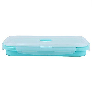 4 Size Silicone Collapsible Portable Lunch Box Bowl Bento Boxes Eco-Friendly Folding Food Container Lunchbox 350/500/800/1200ml(Green 1200ml)