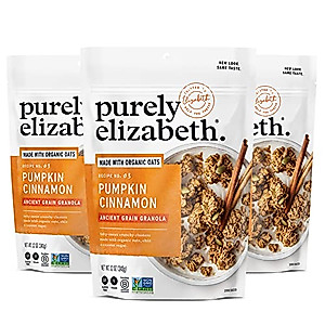 Purely Elizabeth, Pumpkin Cinnamon, Ancient Grain Granola, Gluten-Free, Non-GMO, 12 Ounce (Pack of 3)
