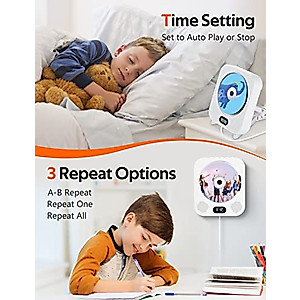 CozySound Portable CD Player Bluetooth for Home, Wall Mountable Desktop Kpop Music Players, Convert CDs to MP3, with Stereo Speakers, Remote, FM Radio, AUX Jack, Support U Disk/TF