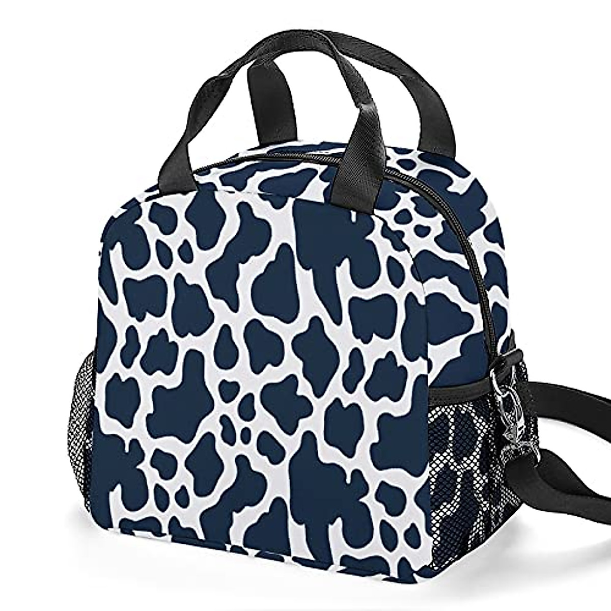 Kids Lunch Bag, Insulated Leakproof Lunch Box Containers Resuable Cooler Lunch Tote Bag with Detachable Adjustable Shoulder Strap & Side Pockets for Teen Girls Boys School Travel Picnic in Cute Cow