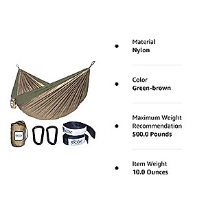 ecox Outdoors Parachute Hammock Single with 2 Tree Straps, Portable Lightweight Nylon Comfortable for Backpacking, Camping, Travel, Beach, Backyard, Patio, Hiking