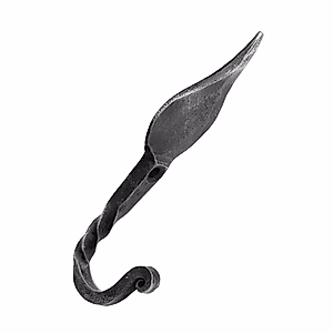 Living Ideas Hand Forged Metal Wall Hook Wrought Iron Handmade Wall Mounted Rustic Coat Leaf Hook Blacksmith Wall Mounted Kitchen Towel Hooks Rack Black Antique Finish Wall Hooks