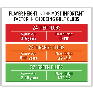 PGA TOUR Tee-Up 3-Piece Set, Medium, Orange, Right Handed, Use for Indoor and Outdoor Practice, Junior Golf Training Set, Training Clubs