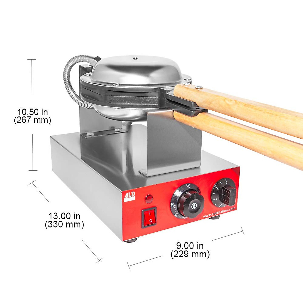 ALDKitchen Bubble Waffle Maker for Egg Puff and Hong Kong Waffles | Professional Electric Bubble Waffle Iron with Nonstick Coating and Manual Thermostat | Stainless Steel | 110V