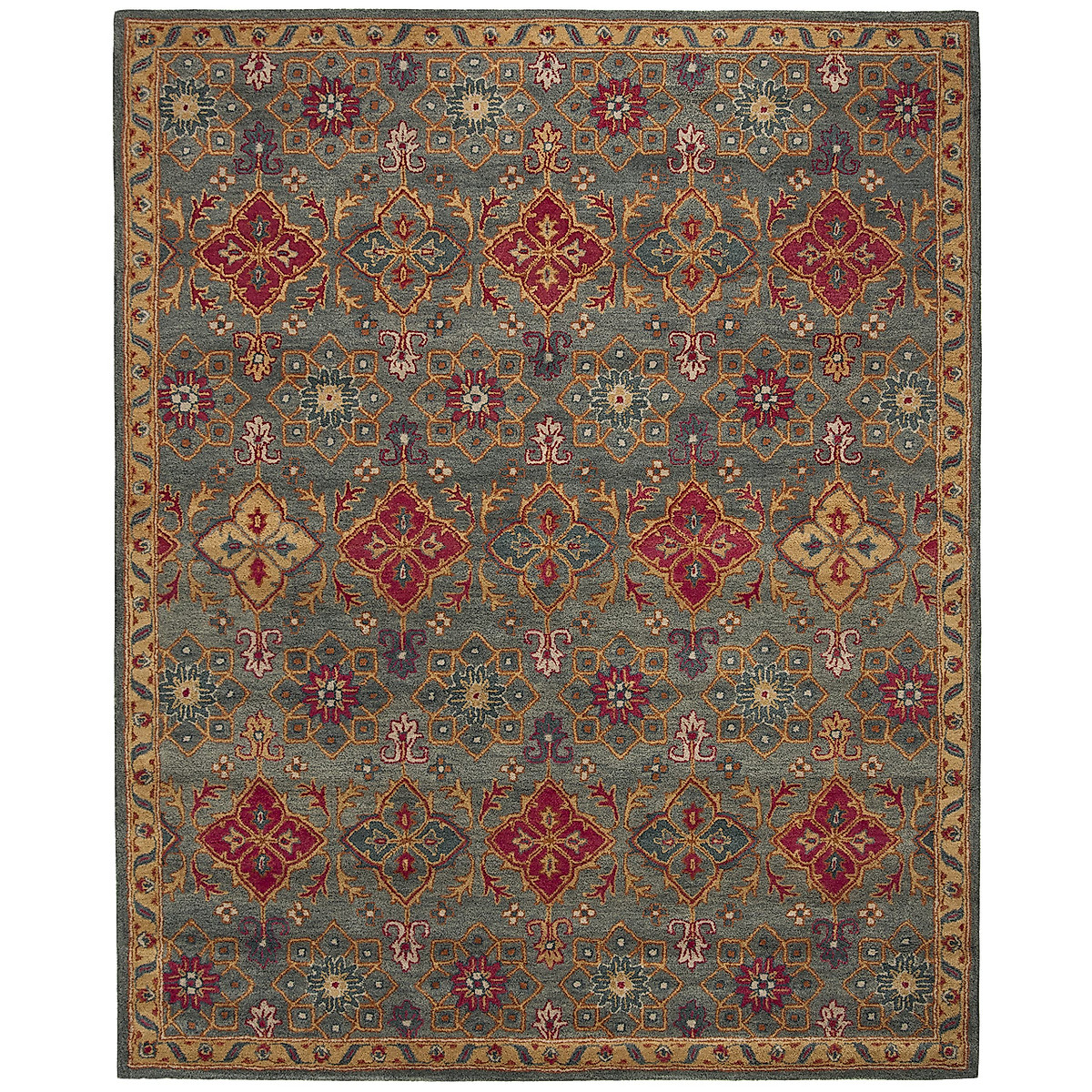 SAFAVIEH Heritage Collection 8' x 10' Charcoal / Multi HG415H Handmade Traditional Oriental Premium Wool Area Rug