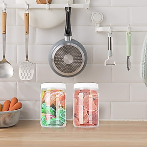 Fasmov 16 Pack 17 oz Plastic Jars with Screw on Lids Storage Jars with White Sealing Caps, Wide Mouth, BPA Free, PET Jars Bulk for Home & Kitchen Pantry Organization and Storage