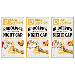 Duke Cannon Supply Co. Big Ass Brick of Soap Bar for Men Holiday Edition Rudolph's Much Deserved Night Cap (Toasted Cinnamon&Leather)Multi-Pack- Superior Grade, Extra Large, Paraben-free 10 oz(3 Pack)