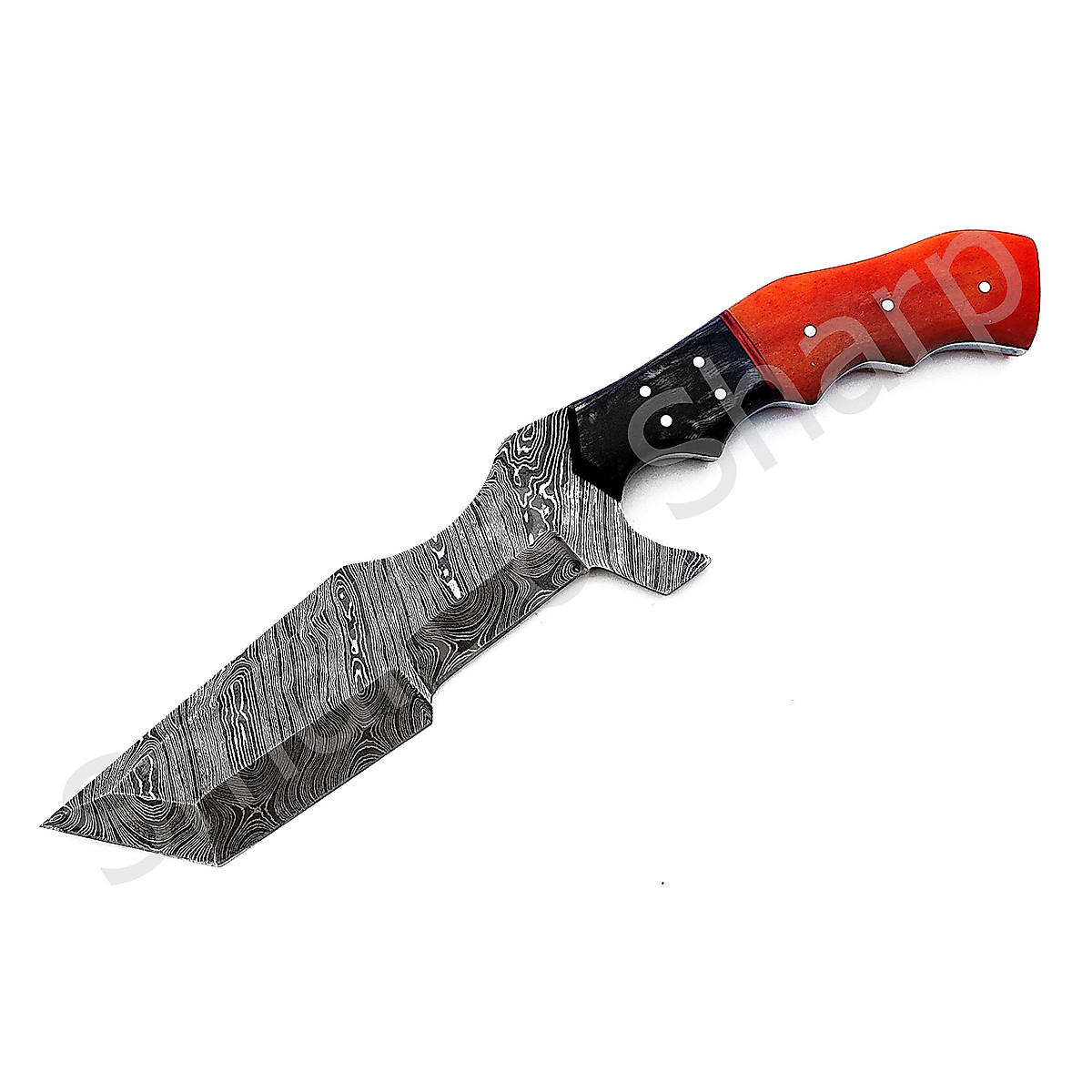 Smart & Sharp Custom Handmade Damascus Steel Hunting Knife/Bowie Knife AA-17129 (Colored Bone and Black Wood)