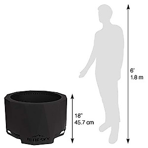 Blue Sky Outdoor Living 33” Steel Mammoth Patio Smokeless Fire Pit, Firewood and/or Wood Pellet Burning, Black (PFP3318)