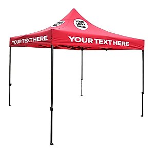 Above All Advertising Custom Pop Up Canopy Tent with Your Logo for Events, Trade Shows, Restaurant, Food Booth Tents and Canopies (10 x 10 Feet, Red Canopy)