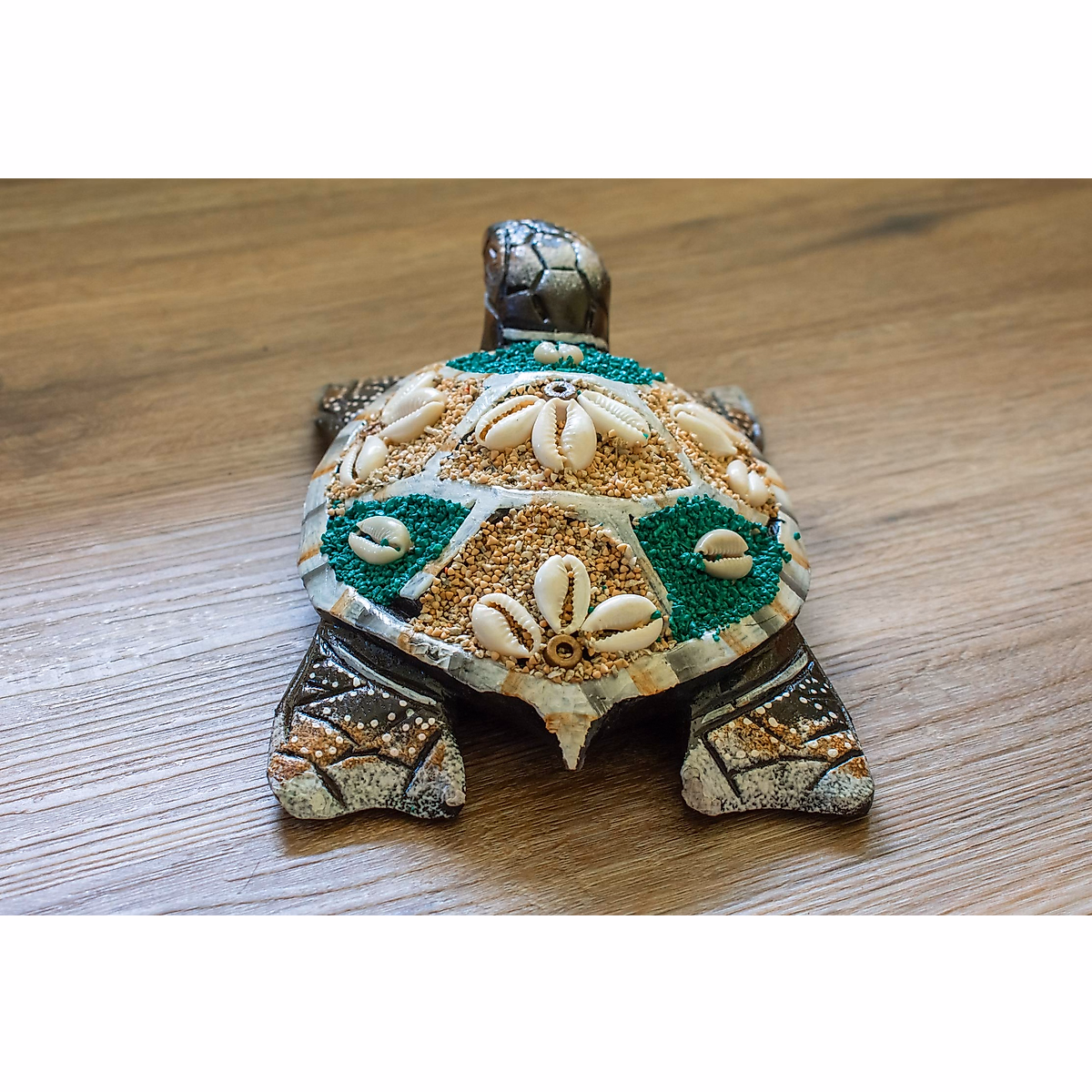 G6 COLLECTION Wooden Tortoise Turtle Home Decor Sculpture Statue Hand Carved Decorative Accent Figurine Handcrafted Handmade Seaside Tropical Nautical Ocean Coastal Decoration Wall Hanging (Green)